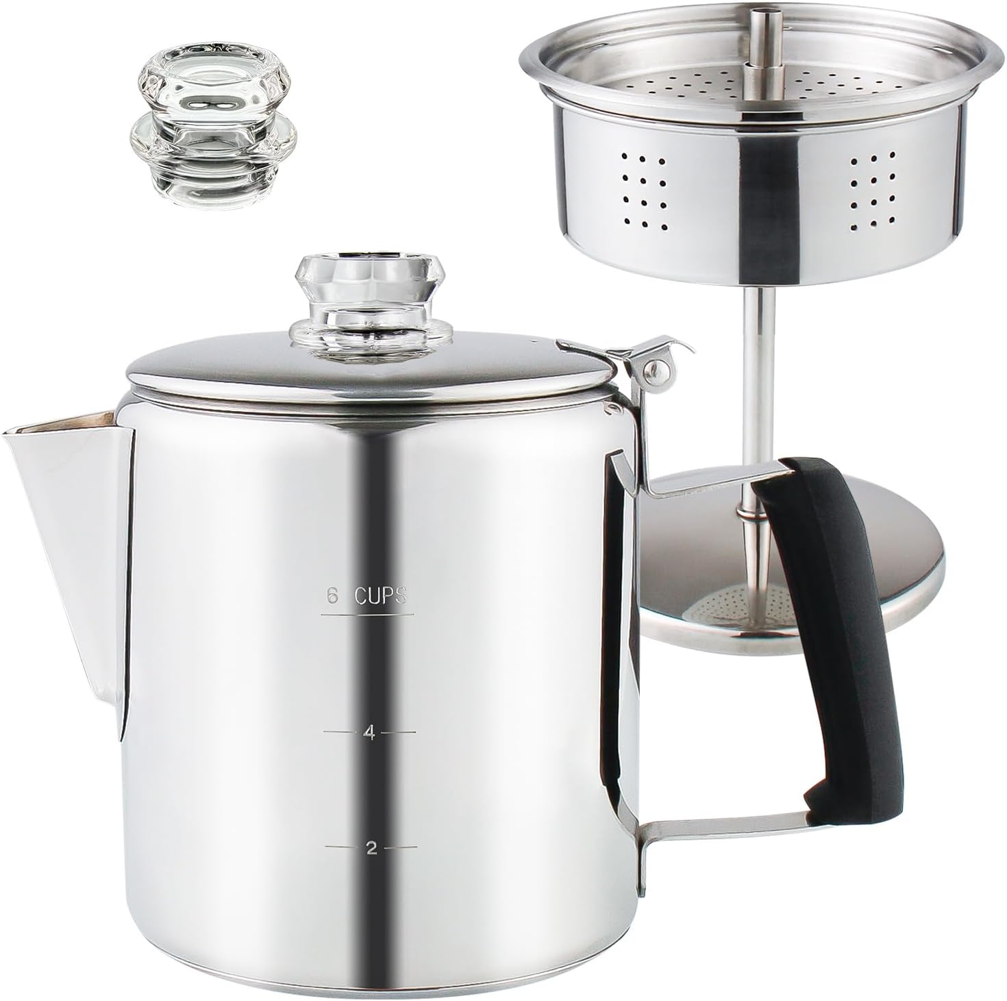 Amazon.com: KERAM Percolator Coffee Pot, 13.52 fl oz / 400 ml, 6-8 Cup ...