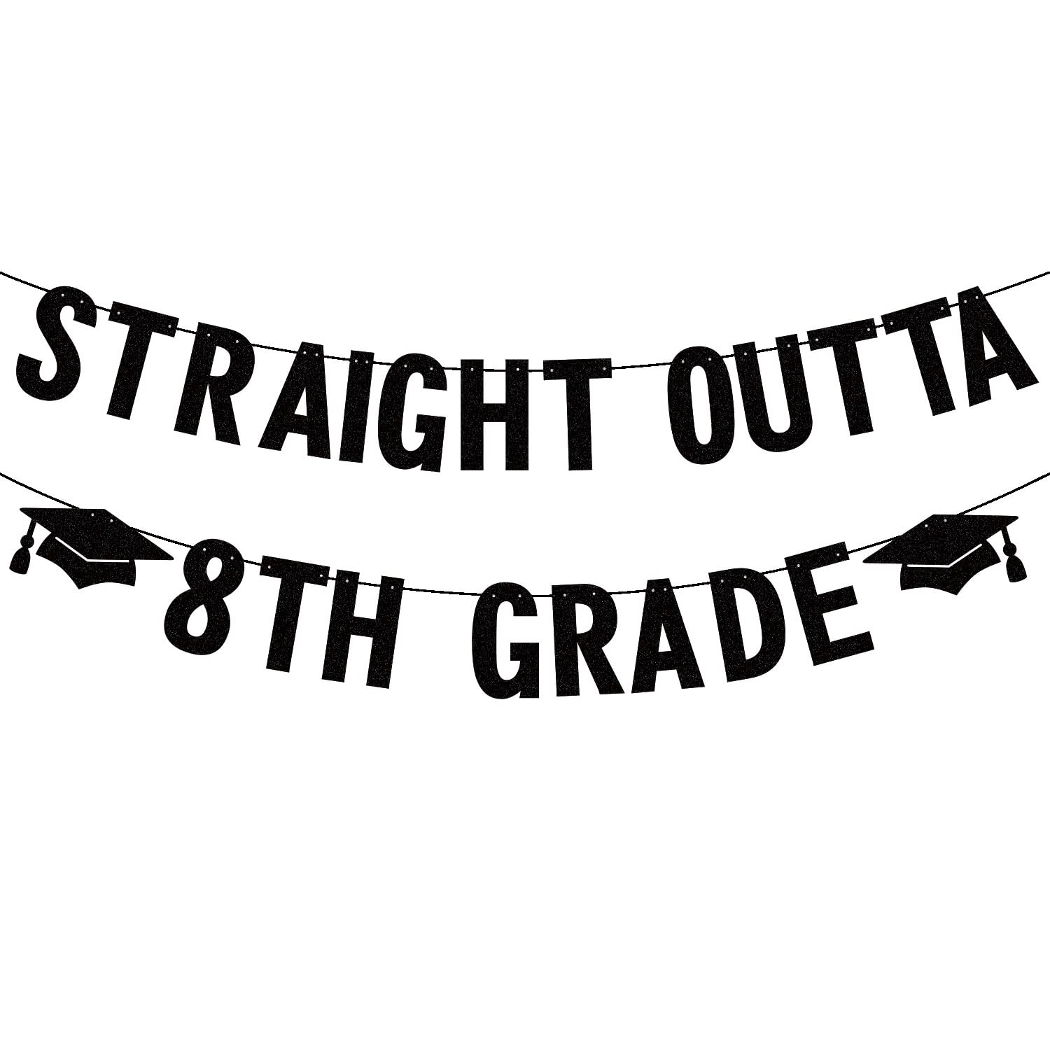 Amazon.com: PTFNY Glitter Straight Outta 8th Grade Banner 2024 Eighth ...