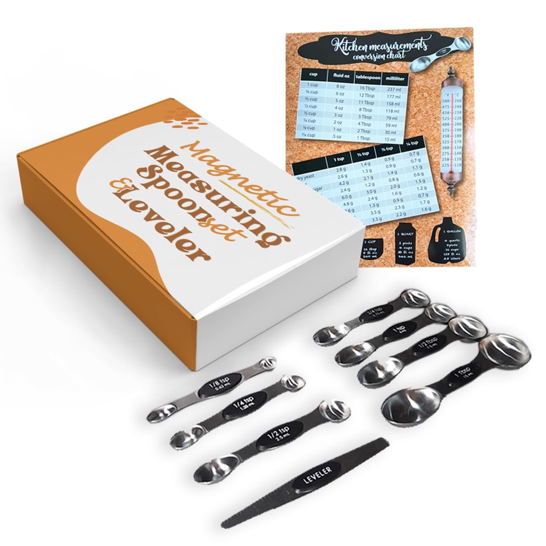 Amazon.com: Dual sided Magnetic Measuring Spoon set & Leveler Stainless ...