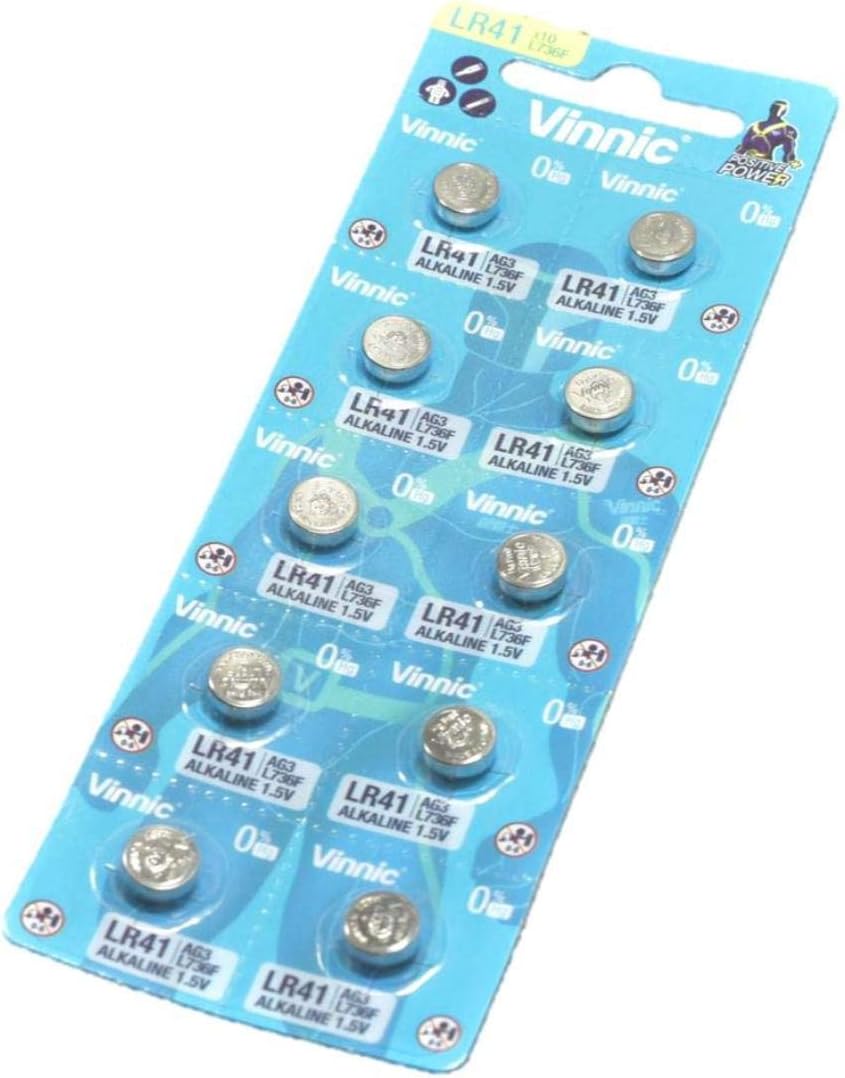 Vinnic 10 x AG3 L736 192 Alkaline Button Cell Batteries for Watches ...