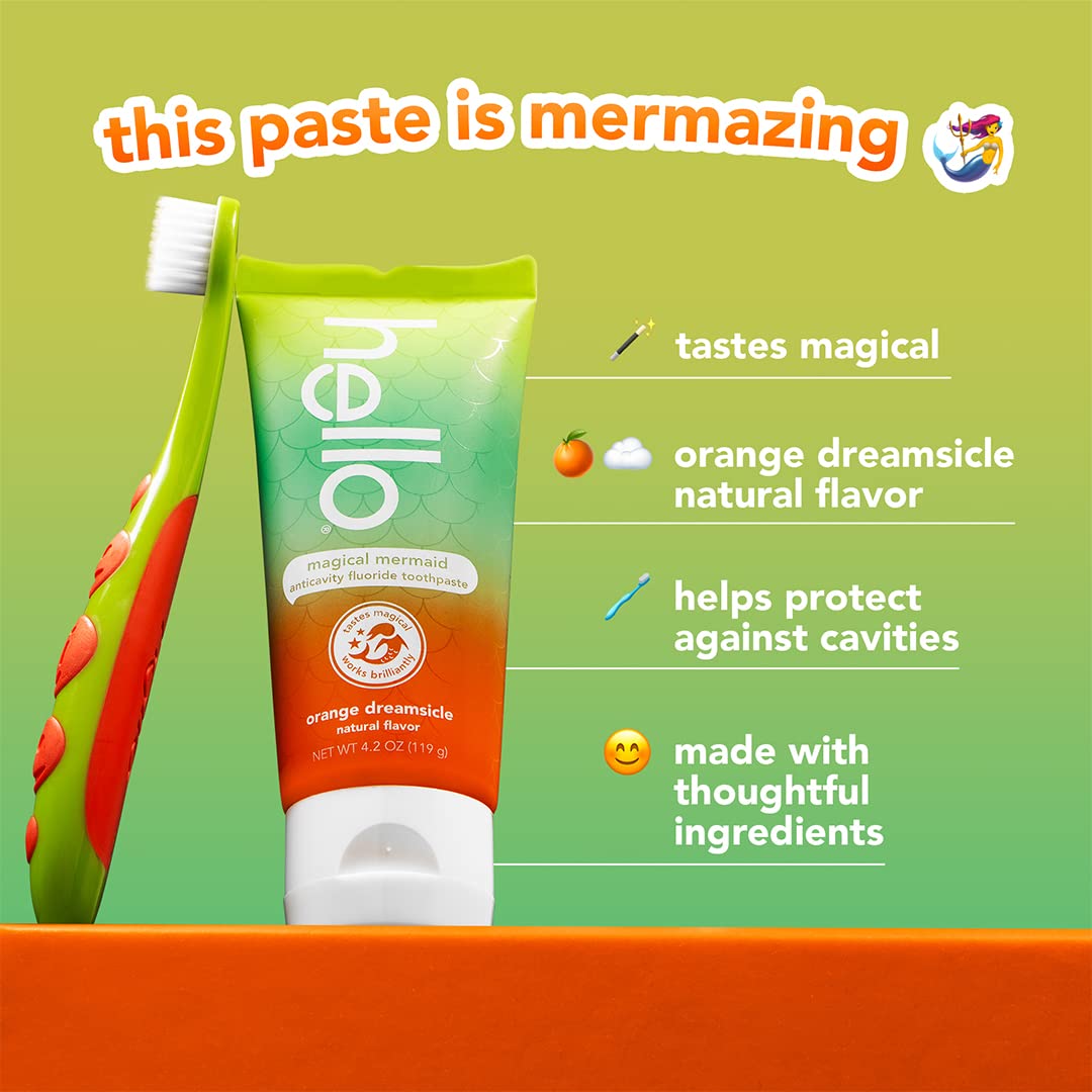 Creme Dental hello Magical Mermaid para Crianças com Flúor, Sabor ...