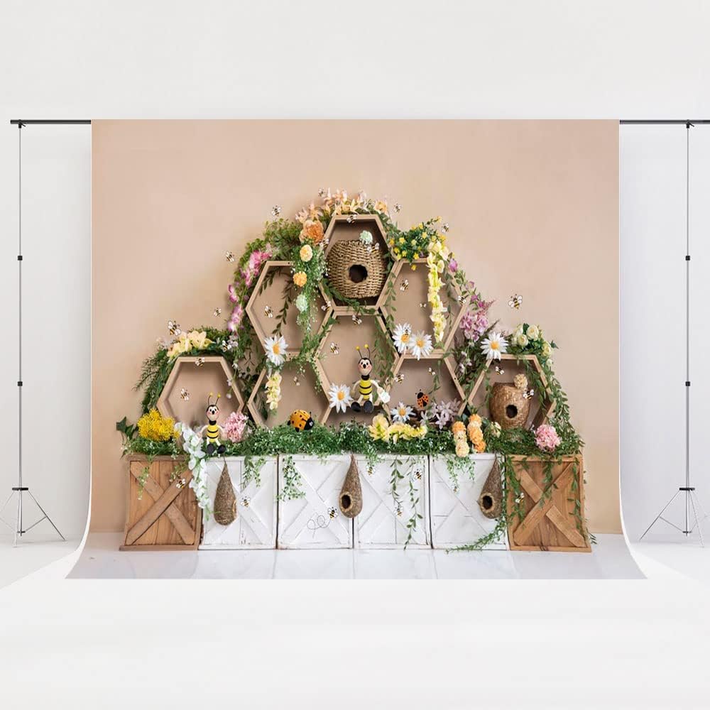 Amazon.com : Kate 6.5x6.5ft/2x2m Spring Beehive Backdrop Flower Garden ...