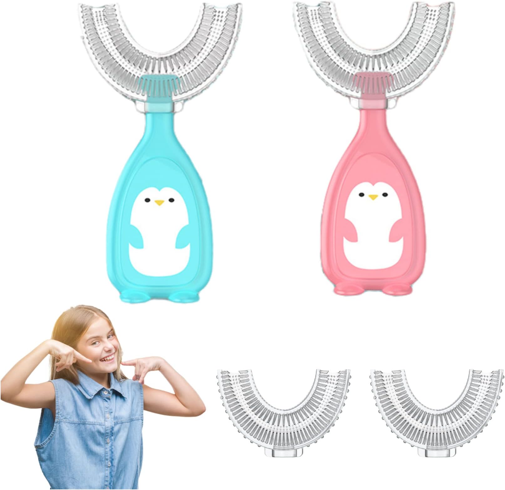 Amazon.com : LEPGIFE U Shaped Kids Toothbrush 4 Pack, U-Type Whole ...