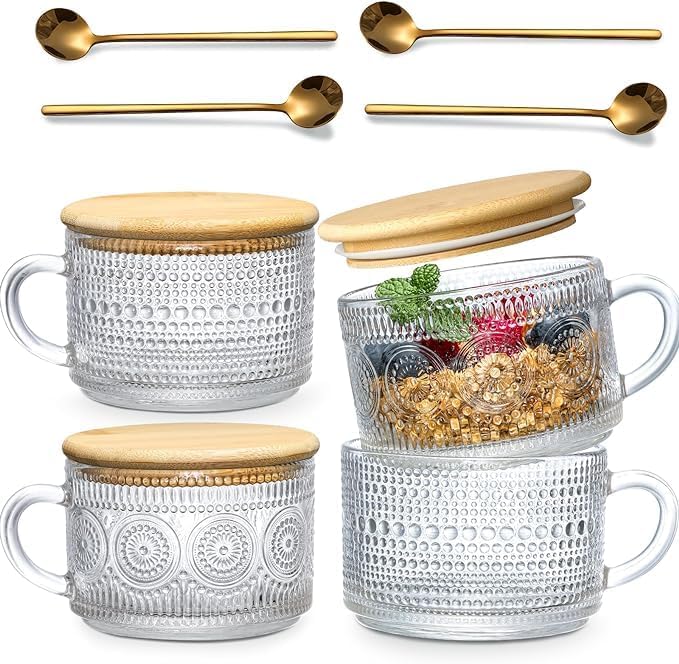 Amazon.com: DON GBATO 4pcs Set Vintage Coffee Mugs, Overnight Oats ...