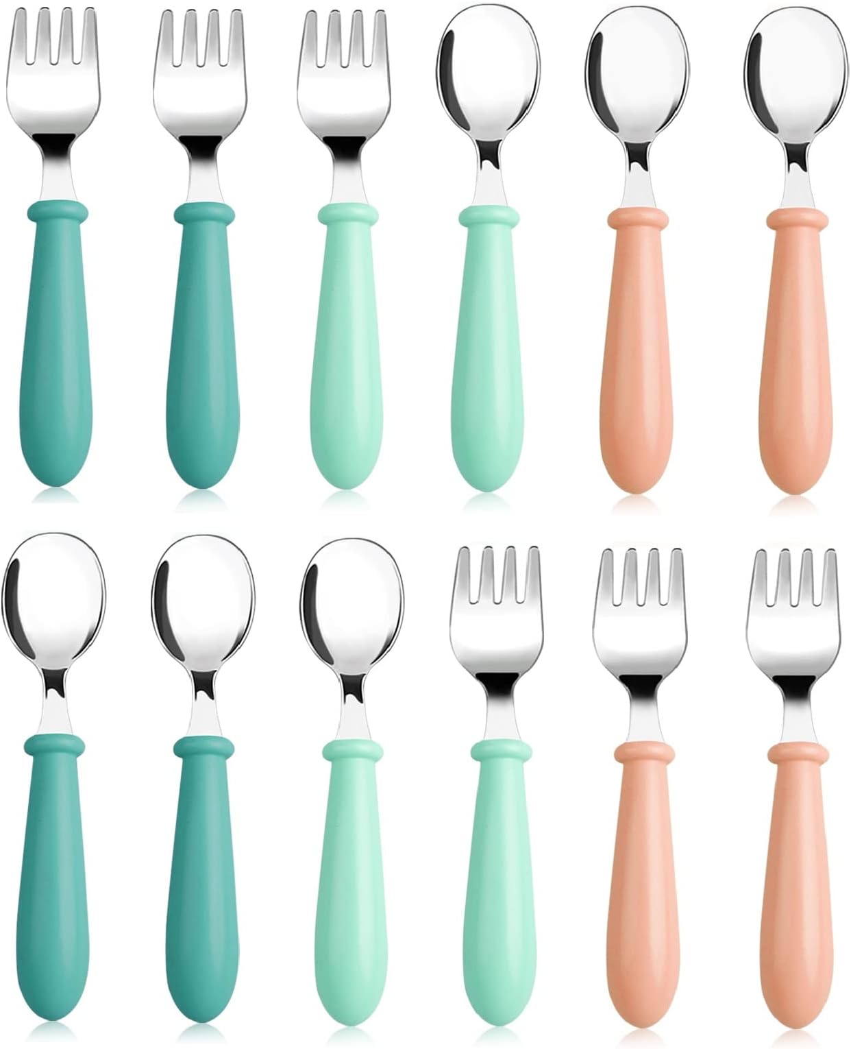Amazon.com: 12PCS Toddler Forks & Spoons,Stainless Steel Baby Utensils,Kids Silverware Children ...