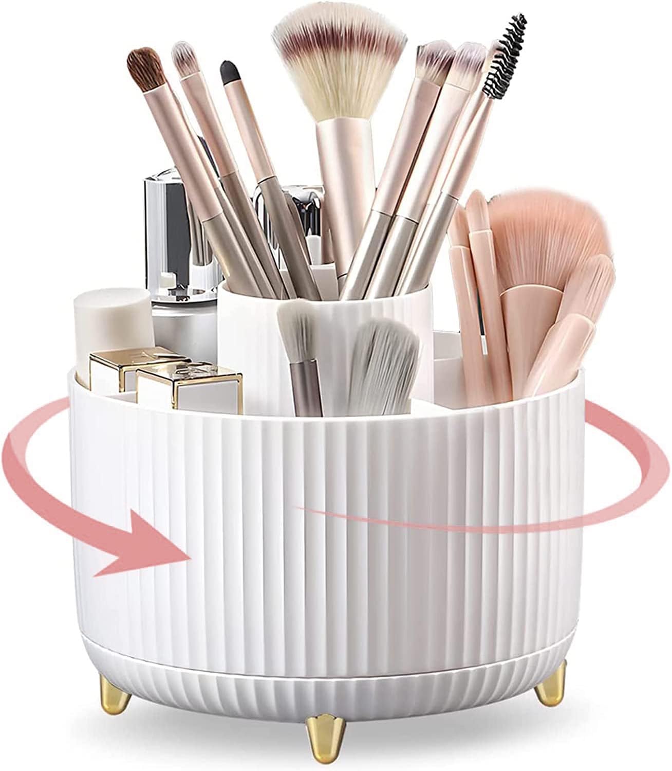 Rotating Makeup Organiser, 360°Rotating Large Capacity Makeup Brush ...