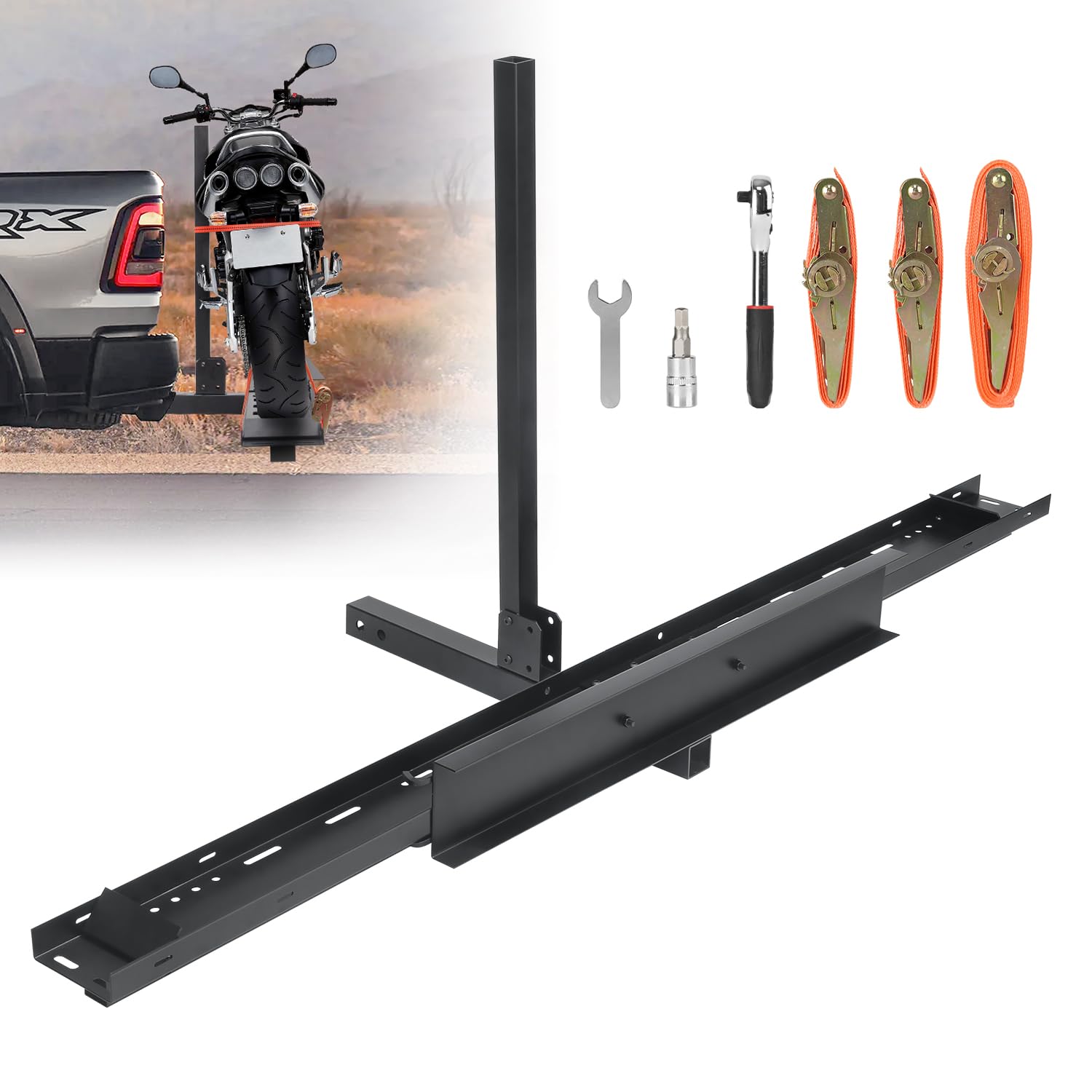 Snapklik.com : NIHAO 2" Steel Hitch Mounted Motorcycle Carrier