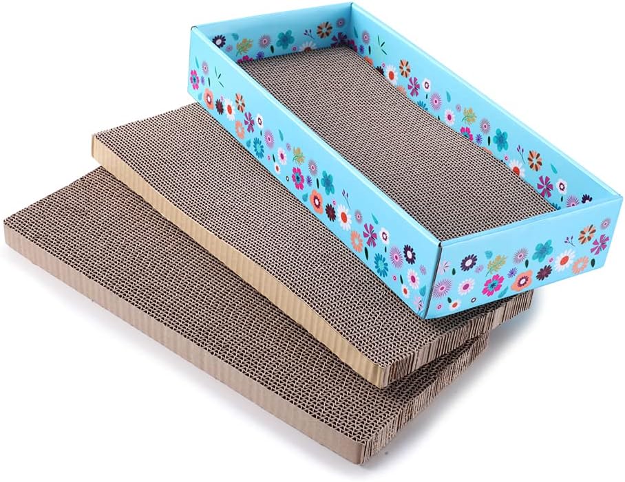 Amazon.com : WellQ 3Packs Corrugated Cat Scratcher Cardboard… : Pet ...