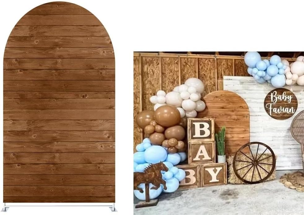 Amazon.com : Iydamc Wood Arched Backdrop 2.5X6ft Arch Wall Covers ...