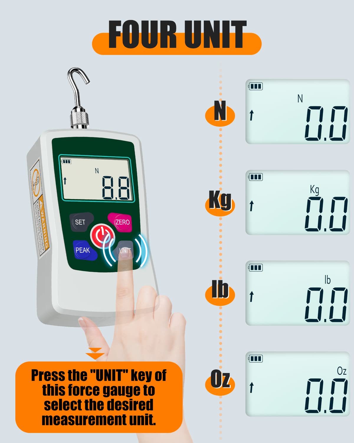 Snapklik.com : Force Gauge, 500N Digital Push Pull Gauge, Dynamometer ...