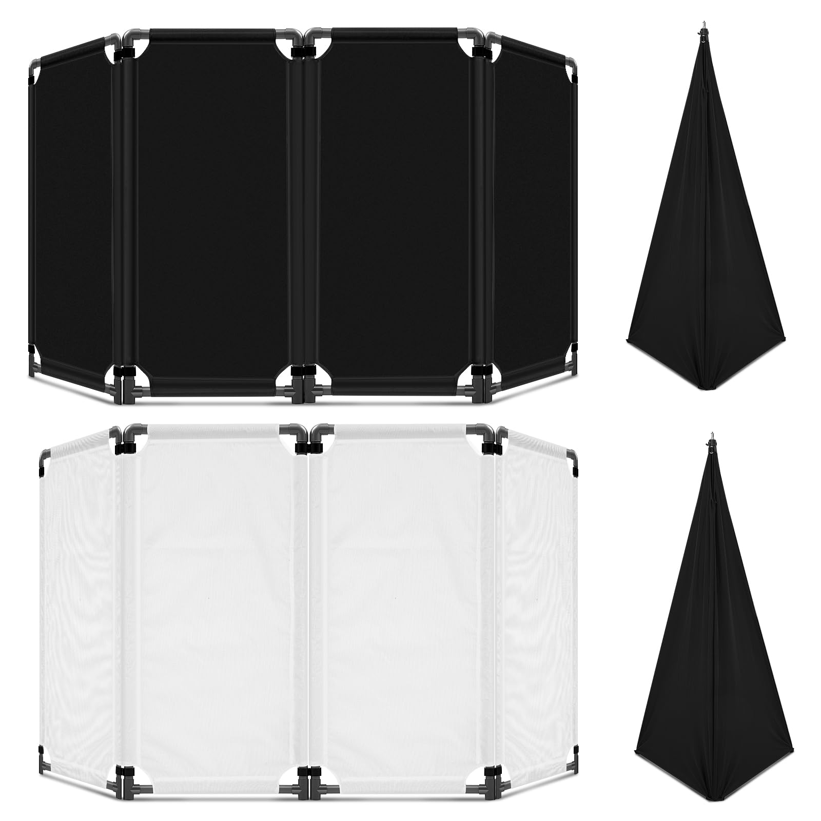 Juexica 1 Set 20 x 40 Inches DJ Booth Foldable Cover Screen and 2 ...