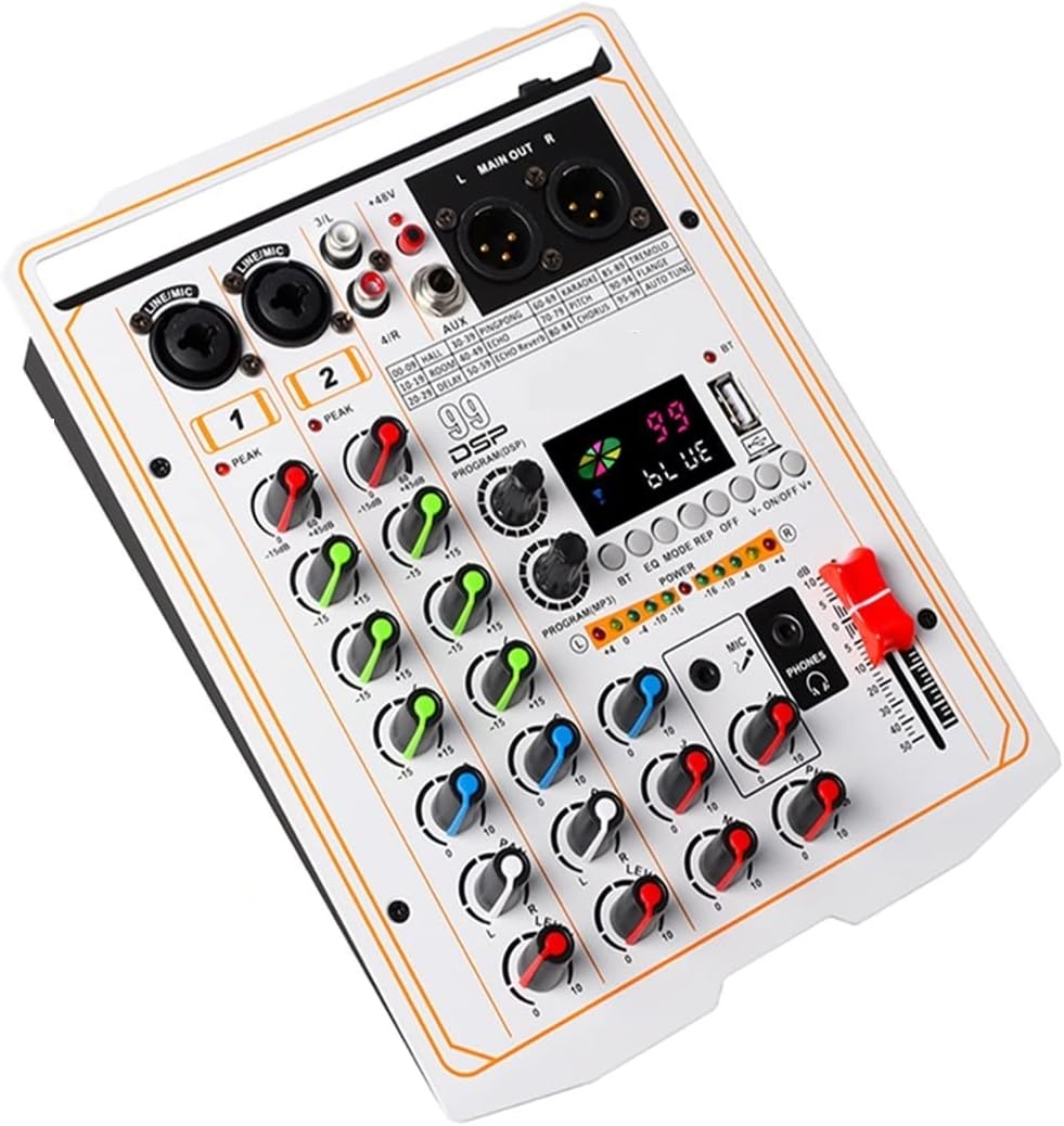 Amazon.com: Audio mixer 99 DSP Effect Mixer 4-channel Portable 48V ...