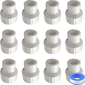 Amazon.com: 12PCS 1/2 to 3/4 Inch Female Threaded PVC Reducing Pipe ...