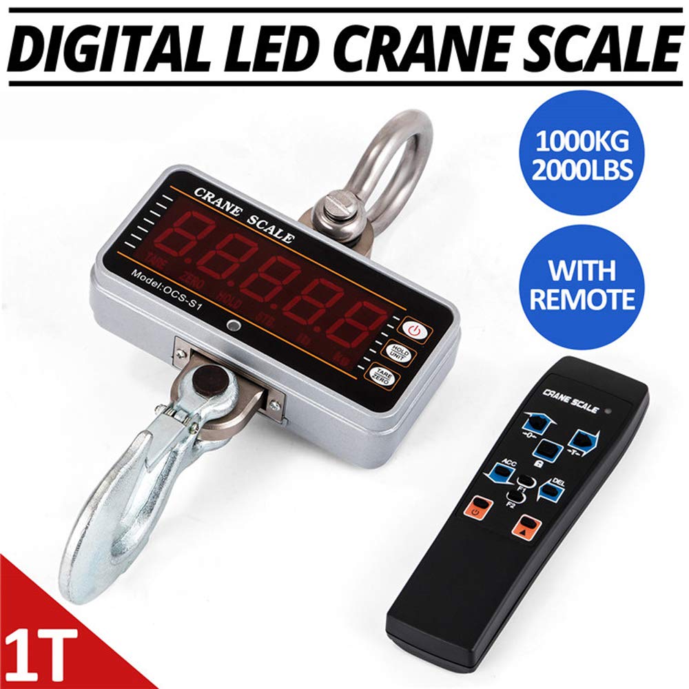 Toplionace Stainless 1000KG 2000LBS 1T Aluminum Digital Crane Scale ...