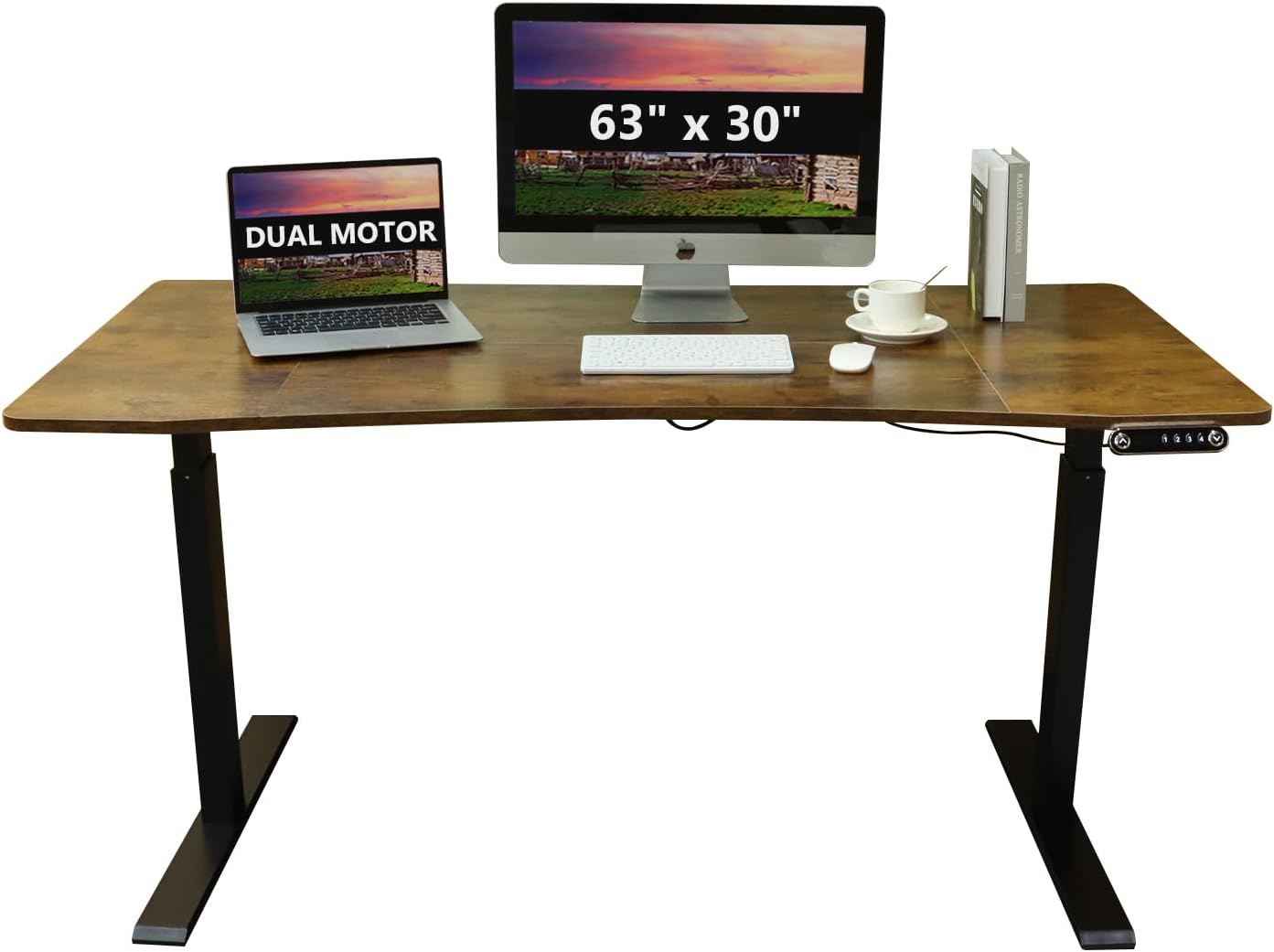 Amazon.com: bilbil Dual Motor Electric Standing Desk, 63 x 30 Inch ...