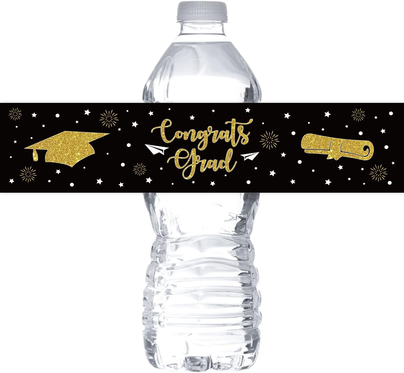 Amazon.com: Black Congrats Grad Water Bottle Labels Stickers/Graduation ...