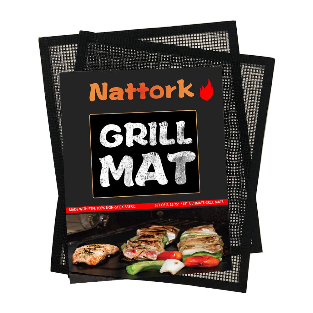 Amazon.com: Nattork Grill Mesh Mat,Set (2 PC) Non-Stick BBQ Grilling ...