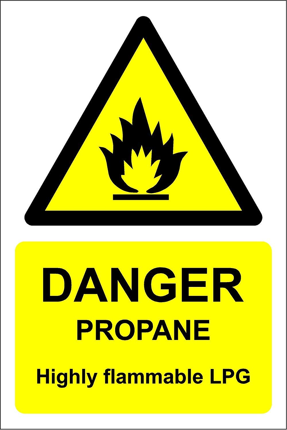 Danger propane highly flammable safety sign - 1.2mm Rigid plastic 200mm ...