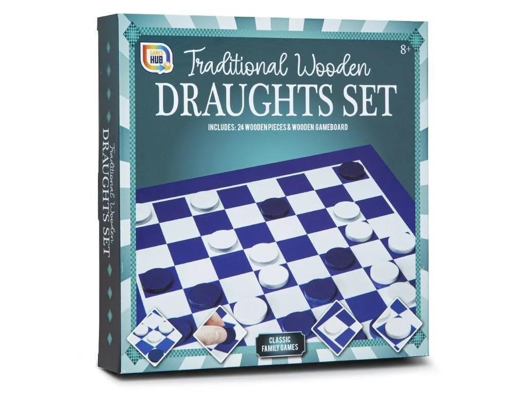 Traditional Wooden Draughts Checkers Board Set Strategy Game ...