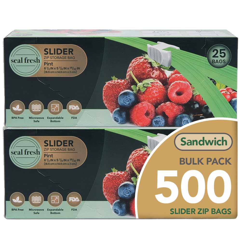 Amazon.com: Seal Fresh Pint Slider Food Storage Bags (500 Count ...