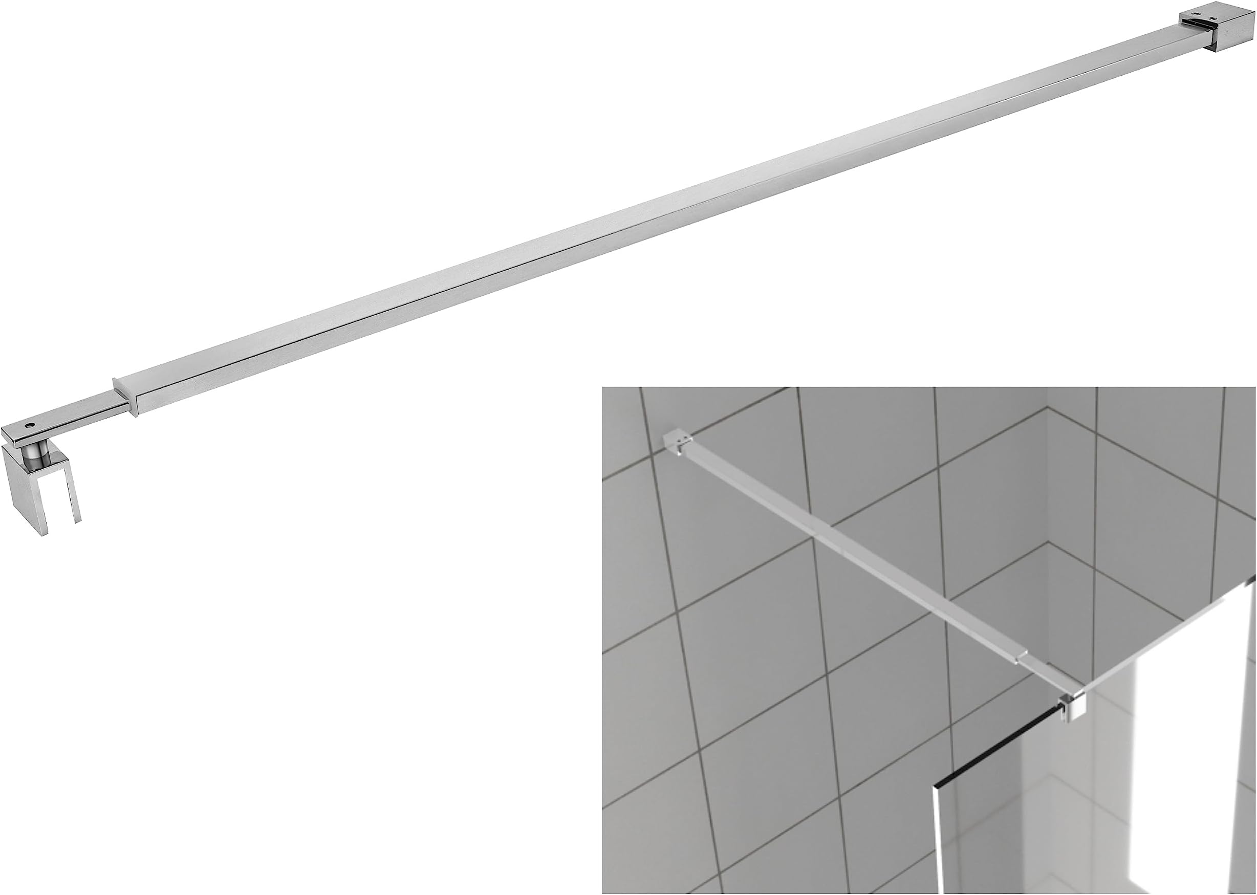 Frameless Shower Door Telescopic Fixed Panel for 5/16" to 3/8" Thick ...