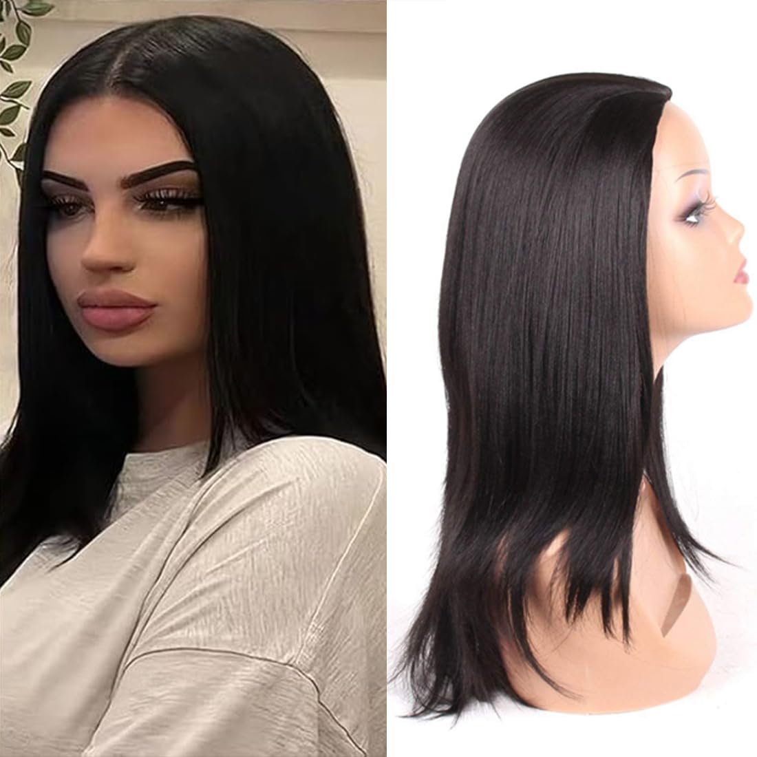 Amazon.com : Half Wig Quick Wear Weave Wigs for Women Straight ...