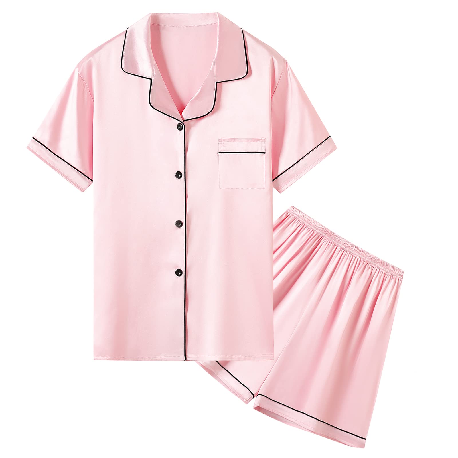 Amazon.com: Umeyda Girls Pajamas Set, Satin 2 Pieces PJS Button-Down ...