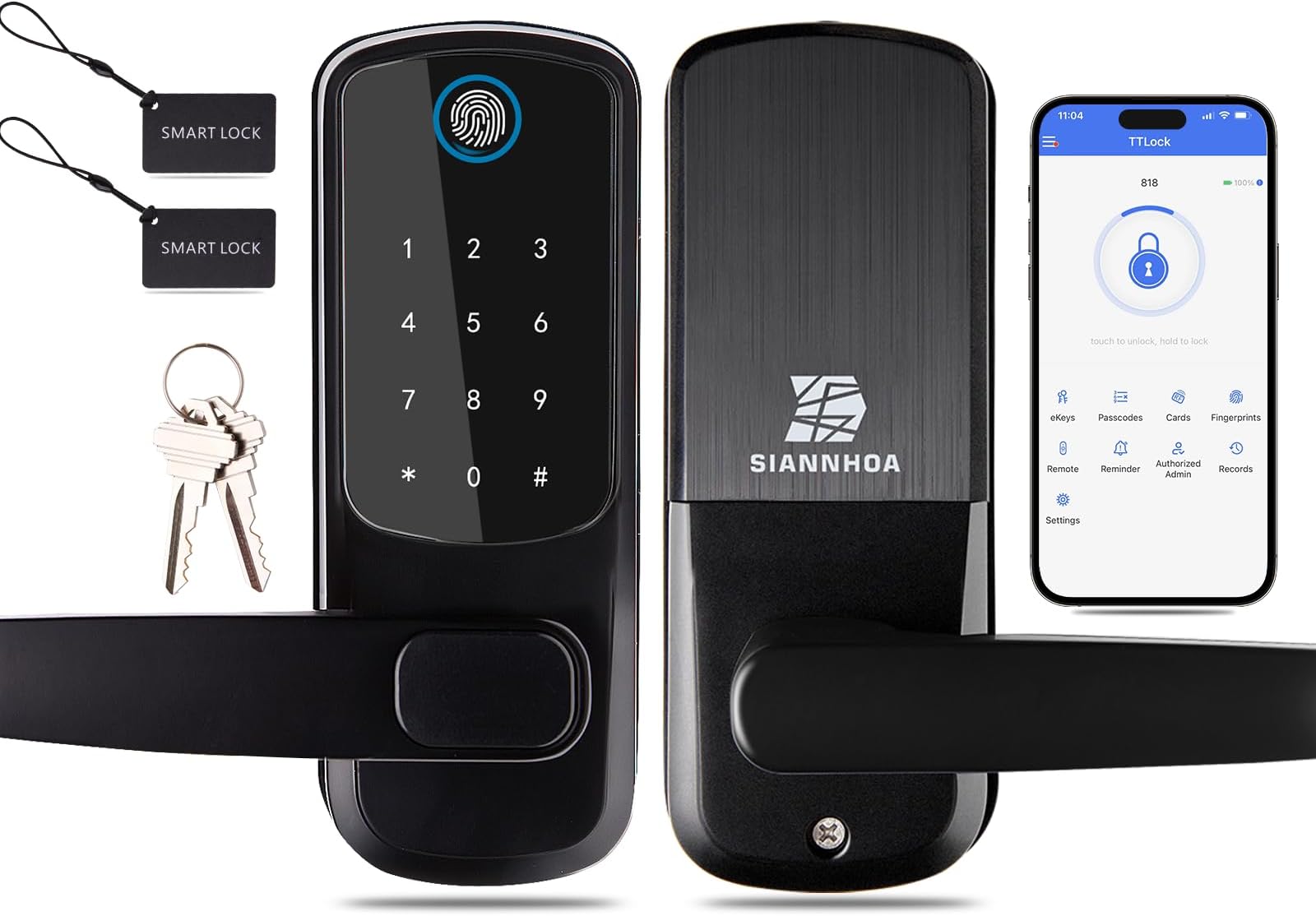 Smart Door Handle Lock with Keypad: Yamiry Fingerprint Smart Knob ...