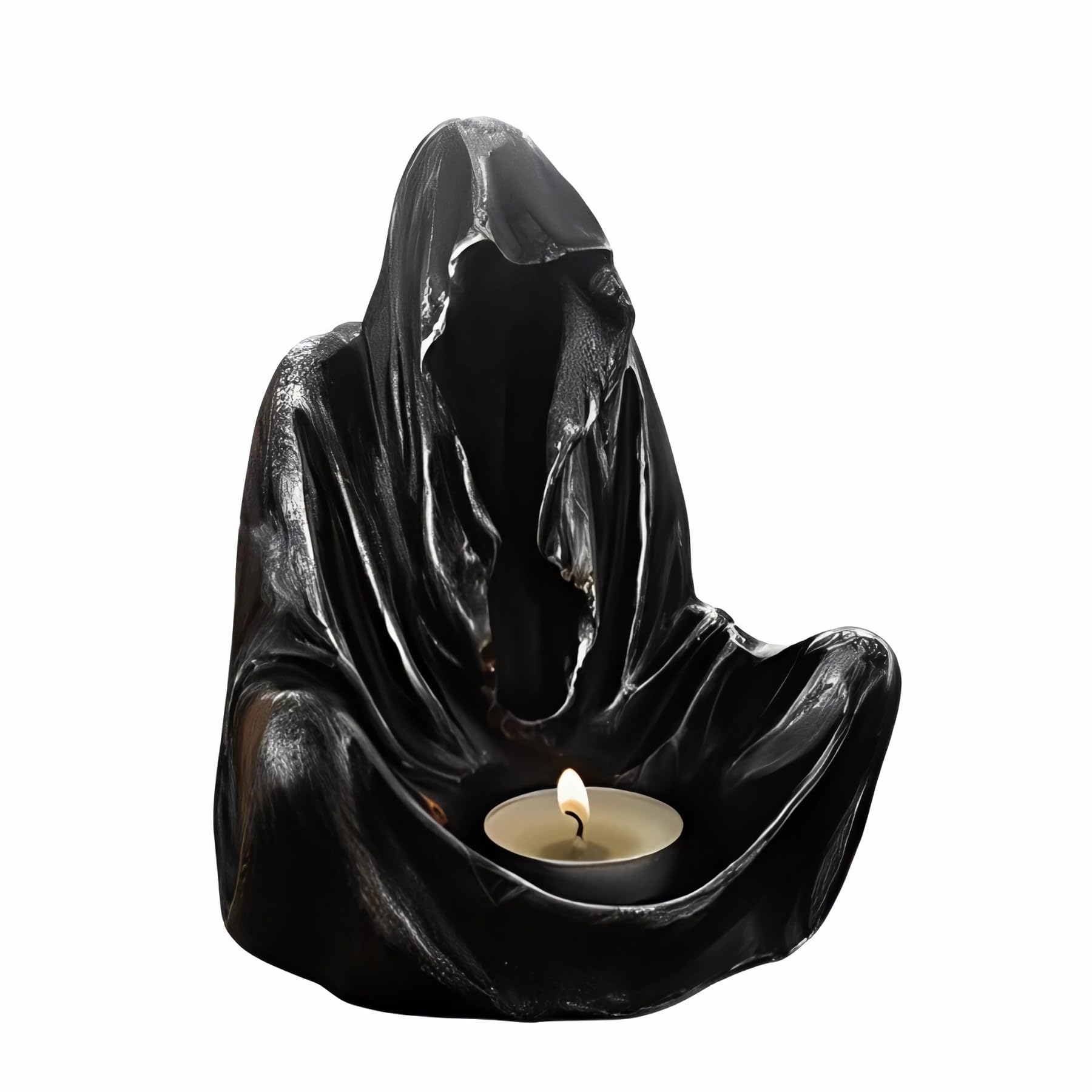 Snapklik.com : Black Reaper Sitting Statue, Creeper Resin Death Robe ...