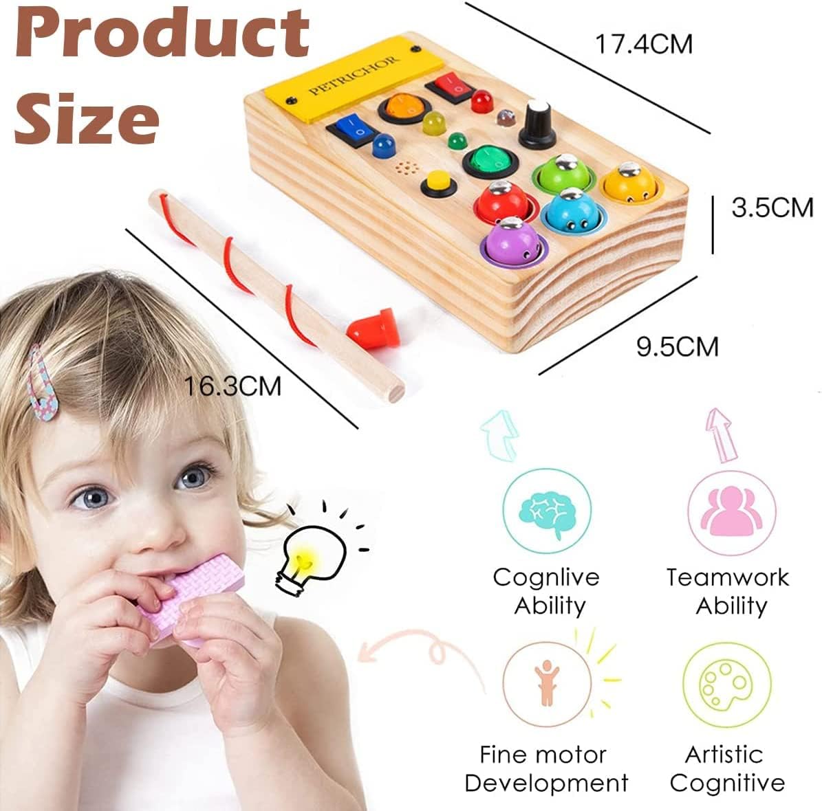 Foreverup Montessori Busy Board Toddler Toys, Wooden Sensory Toys for 2 ...