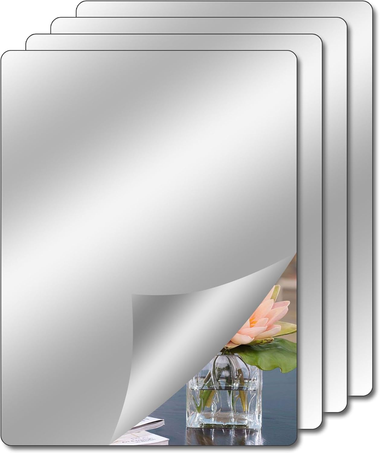 Zokaboc 4 Packs Bathroom Mirror, Wall Mirrors, Stick on for Walls, Self ...