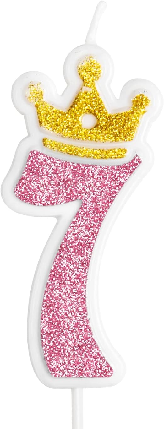 Amazon.com: UVTQSSP 2.76 Inch Pink Number 7 Birthday Candles, Cake ...