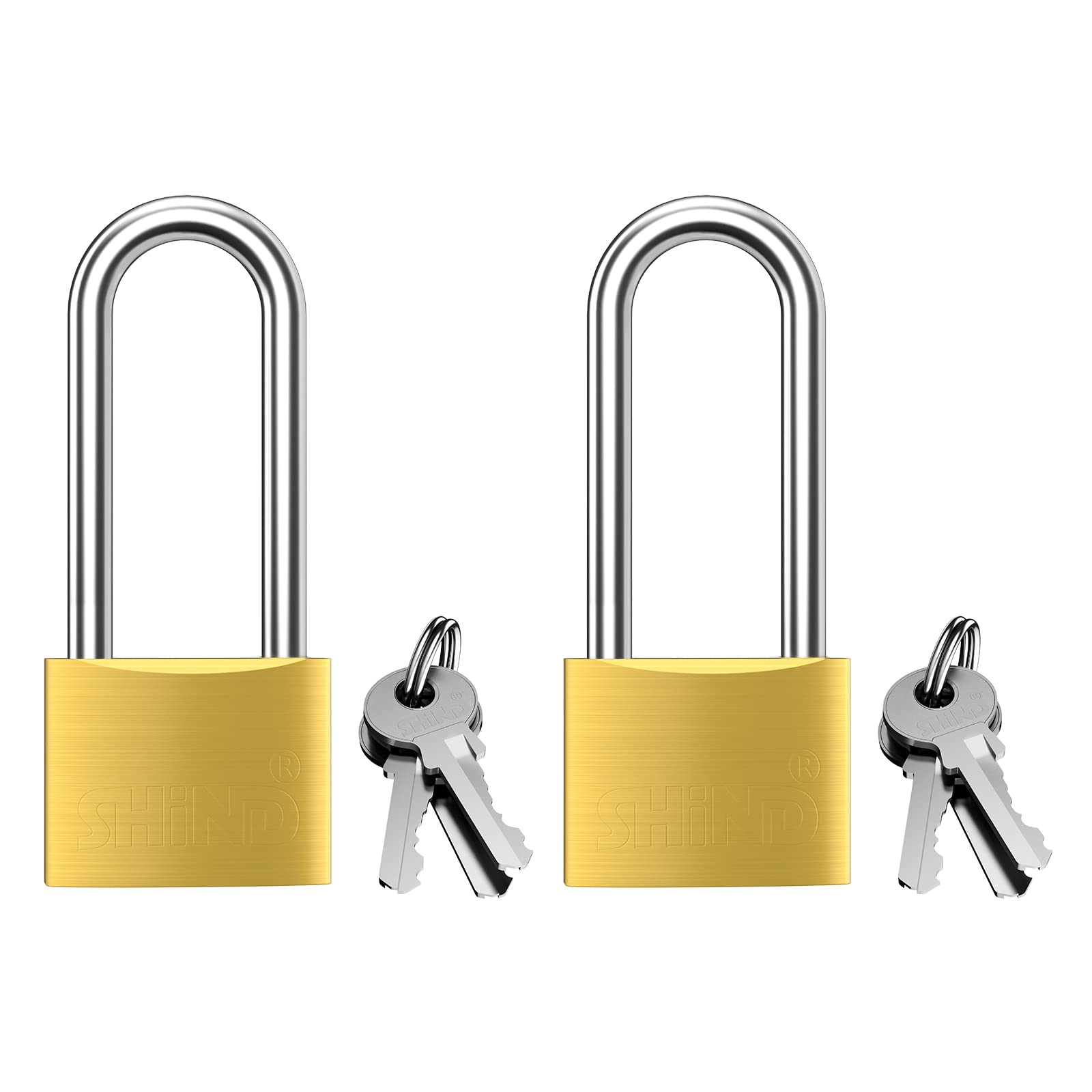 Keekit Brass Padlock Long Shackle Heavy Duty Lock With Keys ...