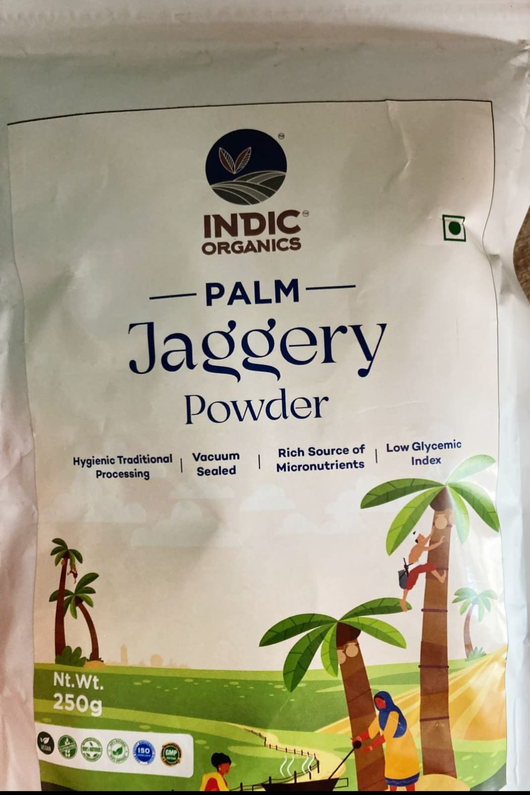 Indic Organics Palm Jaggery Powder | Made by Traditional Stirring ...