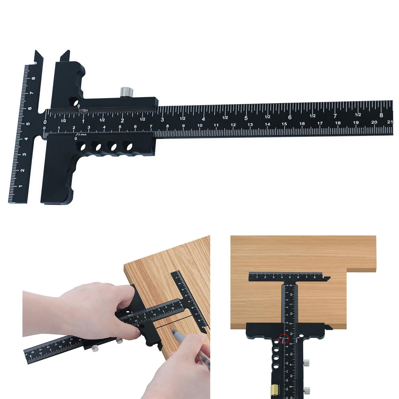 Wood Working Tools Aluminum Woodworking T-Square Ruler 12in, Imperial ...