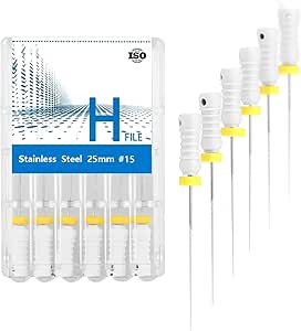 XUX 6Pcs/Pack Endo H-File 21mm/25mm Hand Use Stainless Steel Endodontic ...