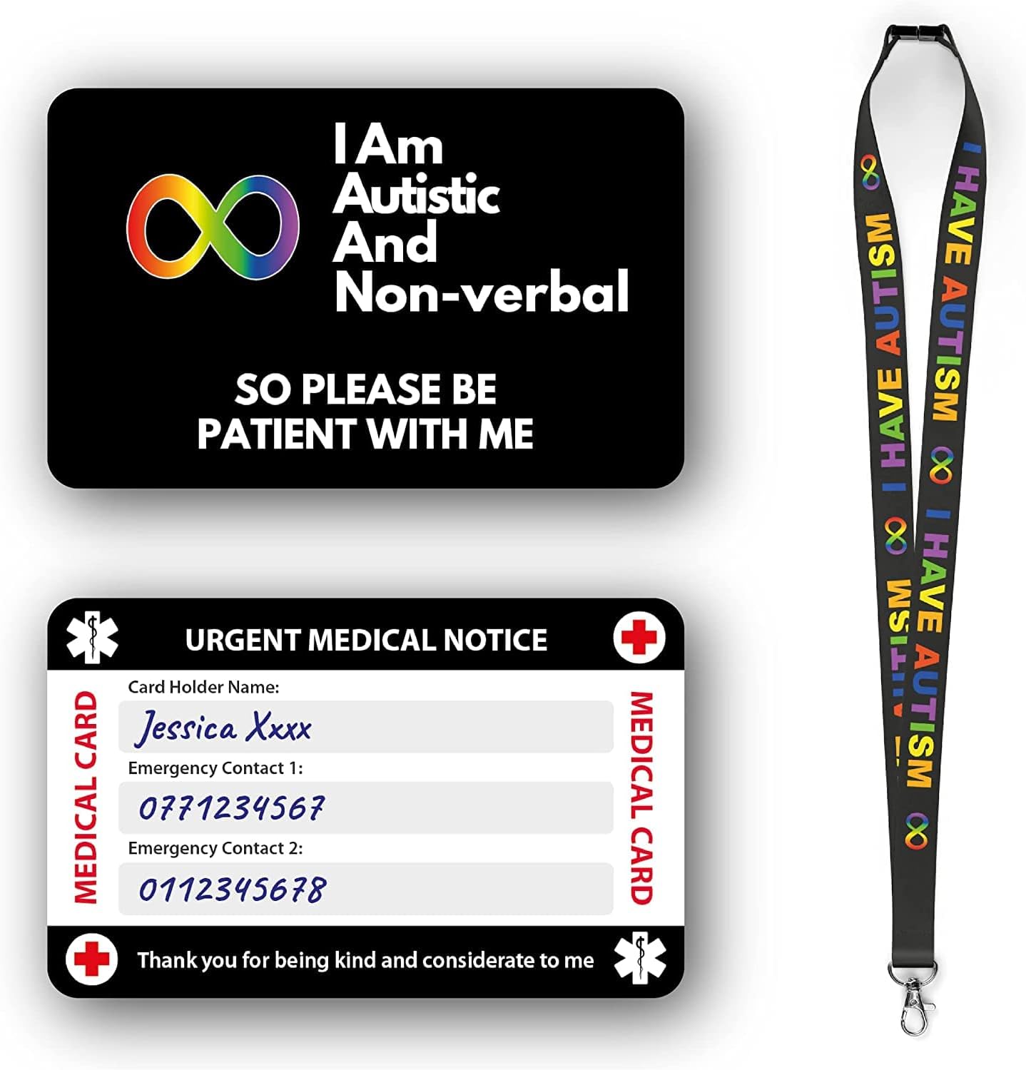 Autism Autistic Anxious Non-Verbal Awareness Medical Card, Autism Card ...