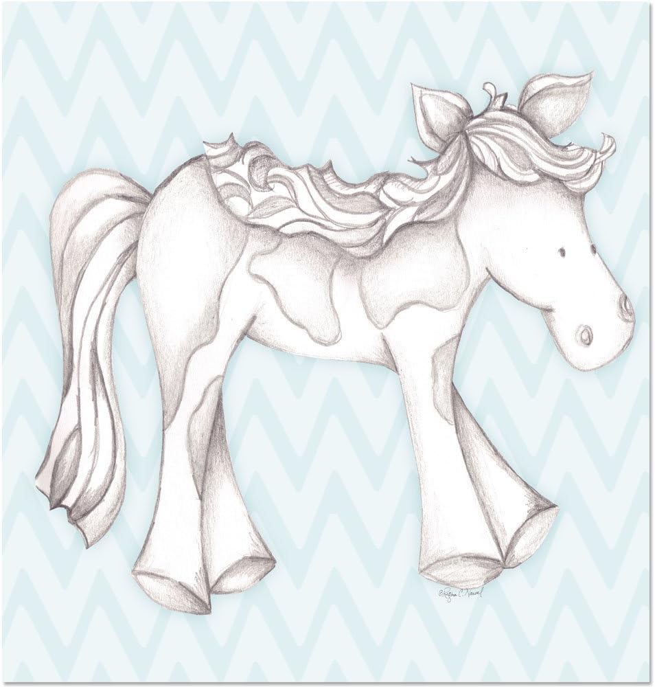 Amazon.com: Doodlefish DBP550bc Princess Pony Artwork, Blue Chevron ...