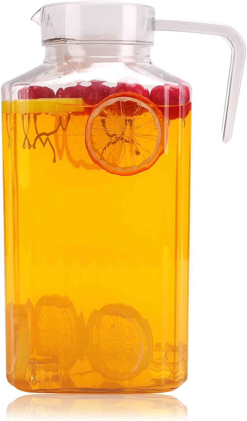 Amazon.com: Pitcher with Lid, Water Drink Pitcher 68oz 2L Shatter-proof ...