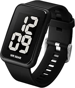 Square Men's Digital Watch Big Numbers Dial Large Face Waterproof LED ...