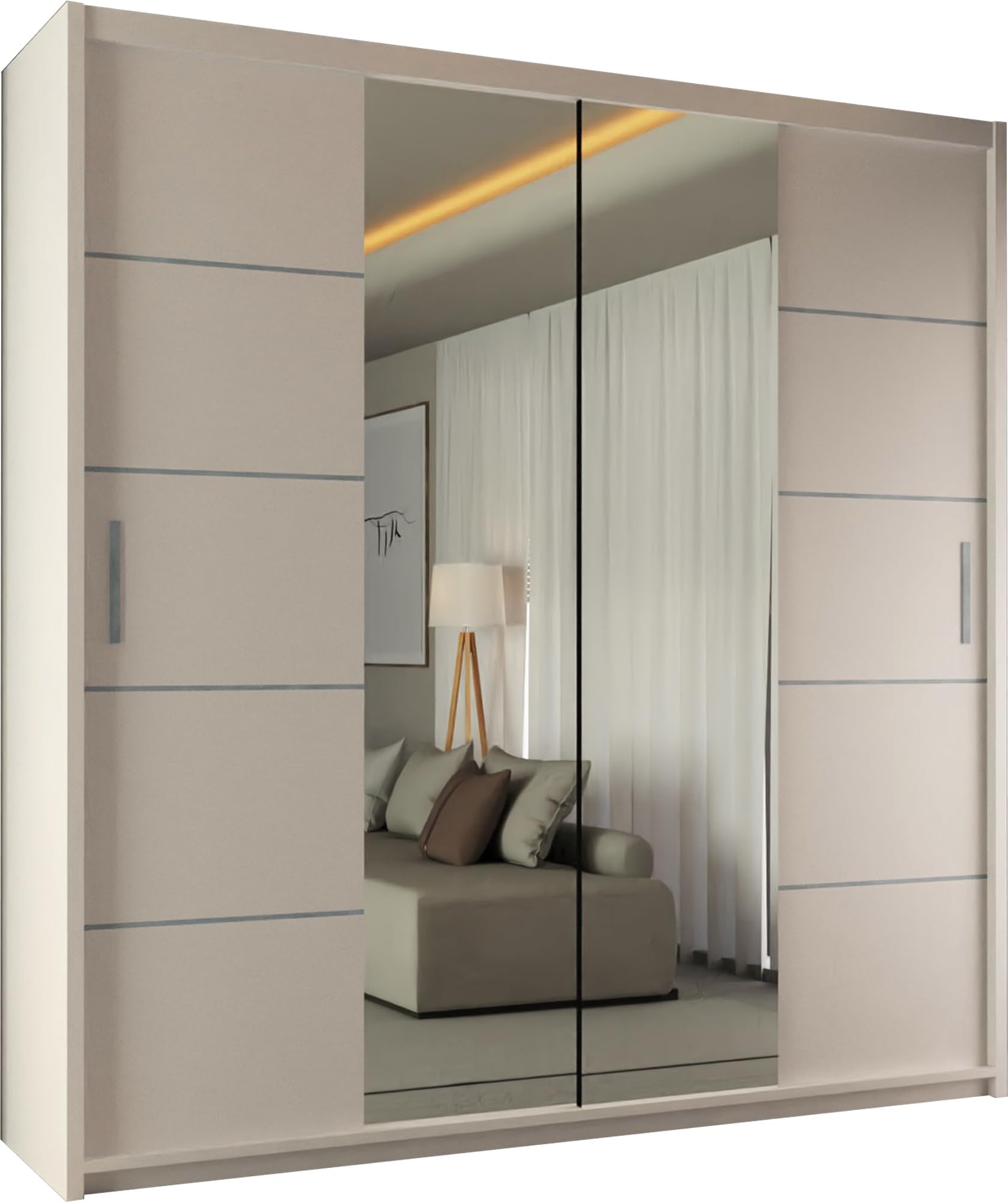 Ibaraki Modern 3 Door Stylish Sliding Mirror Wardrobe with Drawers and ...