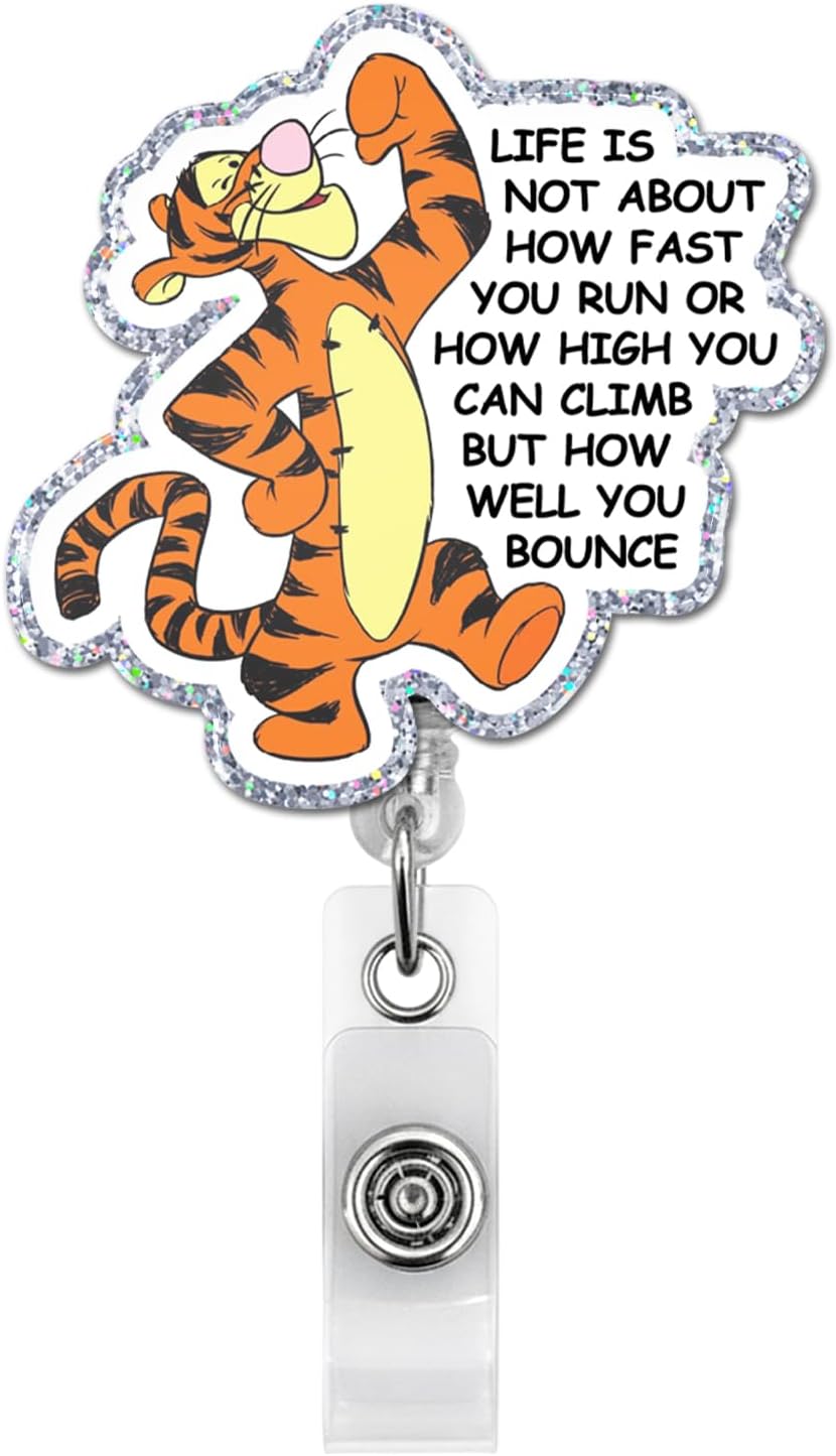 Amazon.com : Pooh Bear Badge Reel, Tigger Inspirational Quote ID Card ...