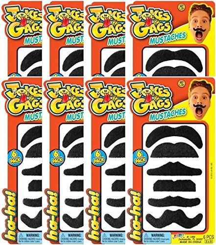 Buy Ja-Ru Jokes and Gags Fake Mustache Party Favor Bundle Pack (6-Pack ...