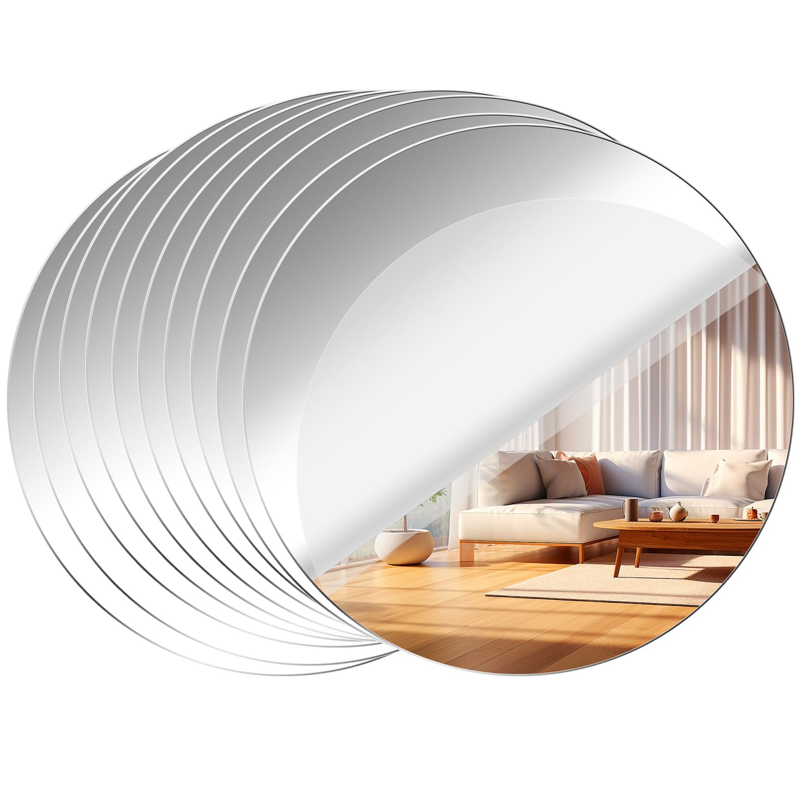 Amazon.com: Fantasyon 10 Pieces Flexible Round Mirror Sheets, Self ...