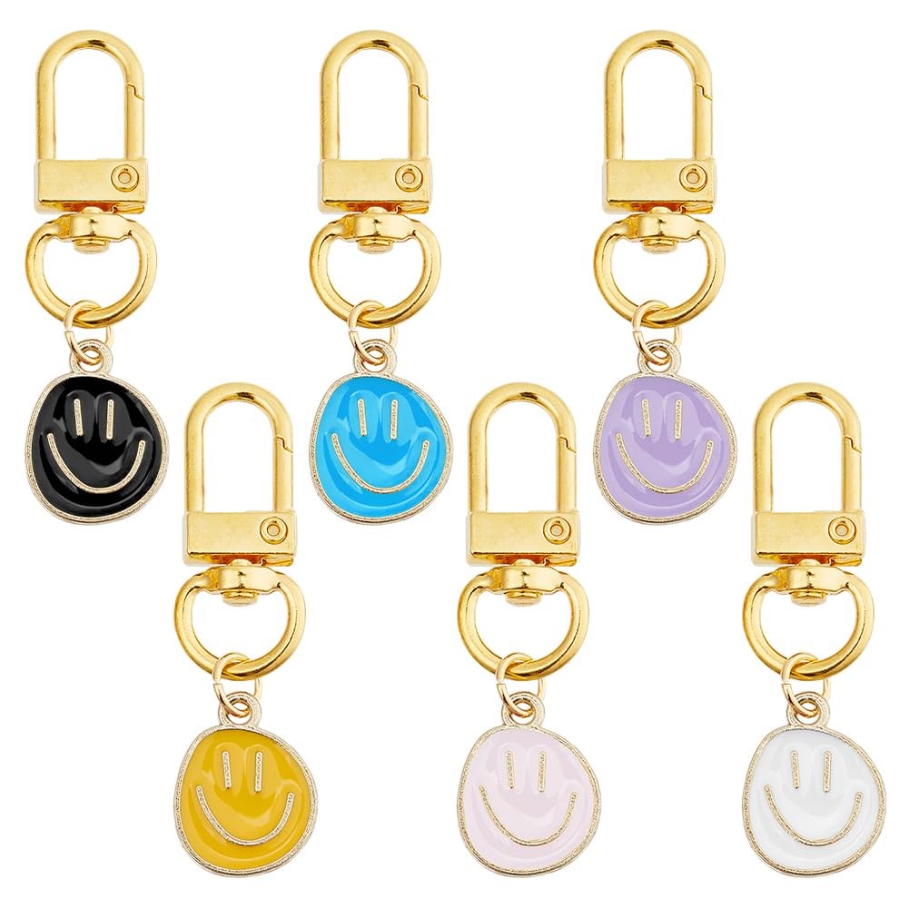 Amazon.com: DICOSMETIC 24Pcs 6 Colors Smile Face Keychain Enamel ...