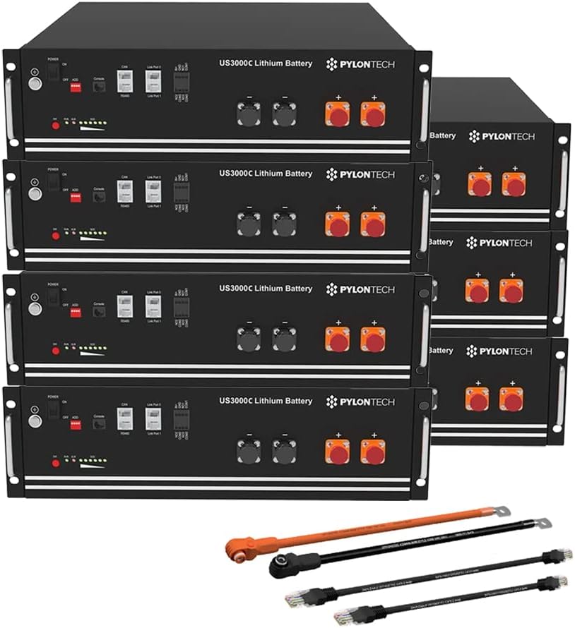 Pylontech LiFePO4 Battery US3000C 24.5 kWh with UPS Connection Cable (7 ...