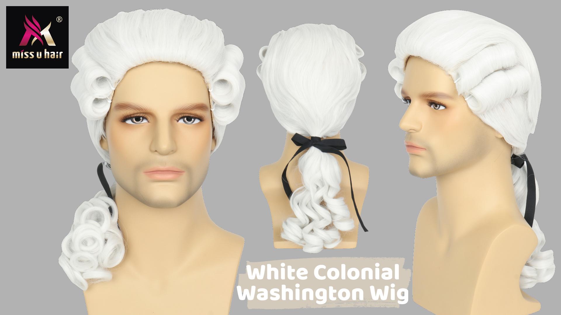 Watch Miss U Hair Colonial Wig Powdered Wig Men Founding Father Wig on ...