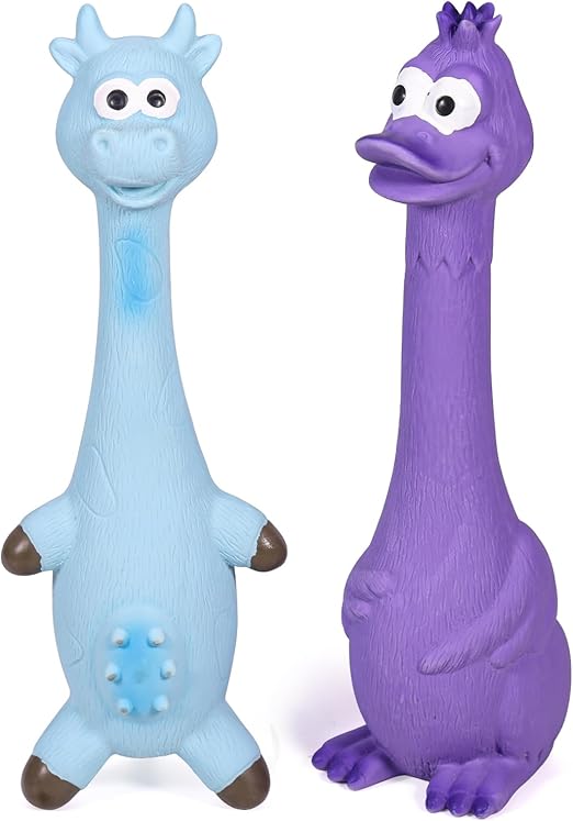 SCHITEC Squeaky Dog Toys, [2 Pack] Squeaking Latex Toy with Interactive ...