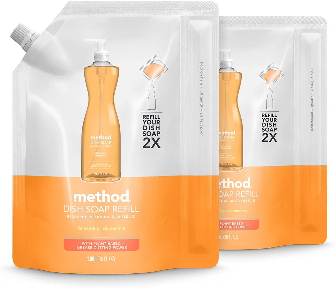 Amazon.com: Method Dish Soap Refills, Clementine, 36 Fl Oz, 2 Pack ...