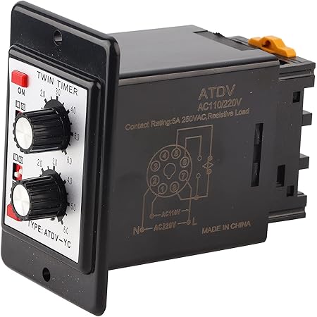 Twin Timer Relay, On Off Knob Control Time Switch Short Period Repeat Cycle Intermittent Timer ...